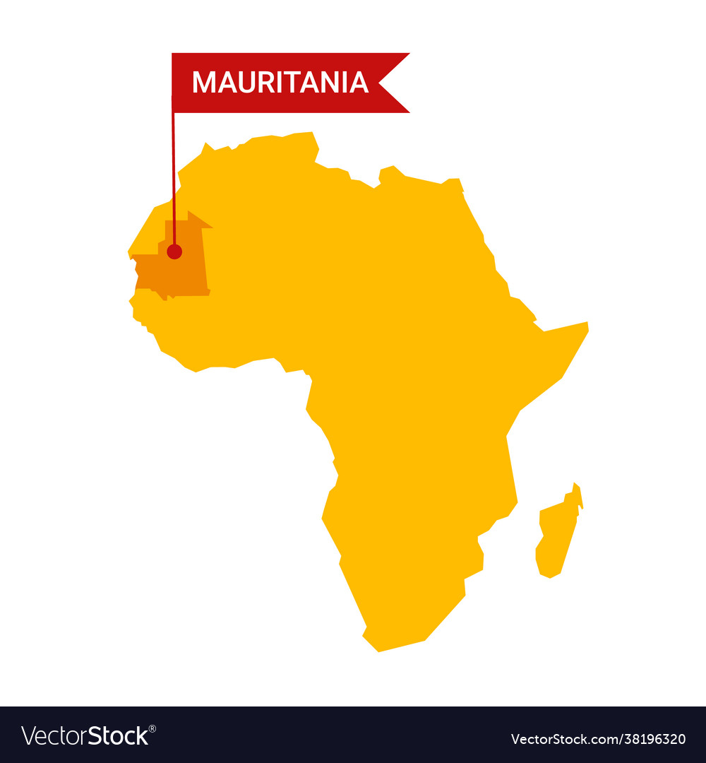 Mauritania on an africa s map with word Royalty Free Vector