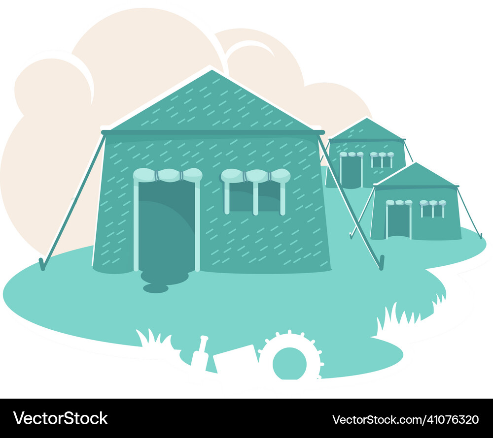 Military tents 2d web banner poster Royalty Free Vector