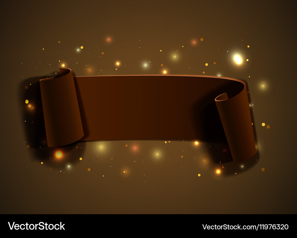 Realistic curved ribbon on brown background Vector Image