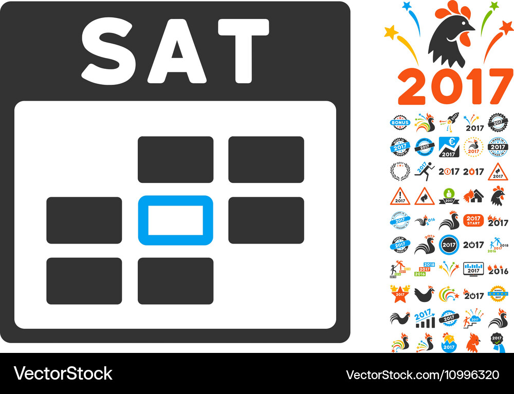 Saturday calendar grid flat icon with bonus Vector Image