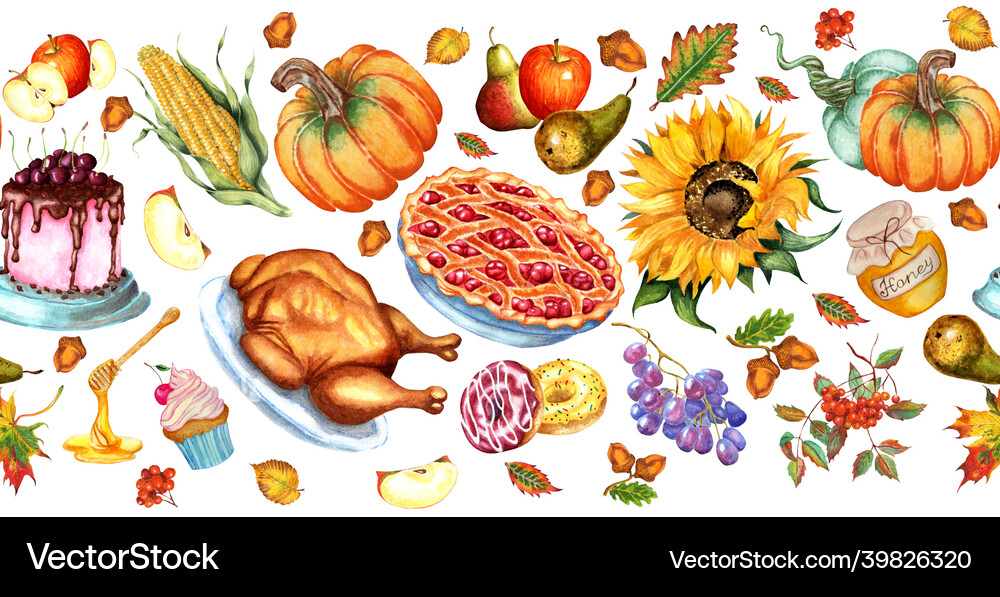 Seamless horizontal food pattern for the holiday Vector Image