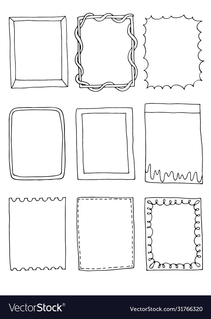 Set hand drawn doodle frames Royalty Free Vector Image