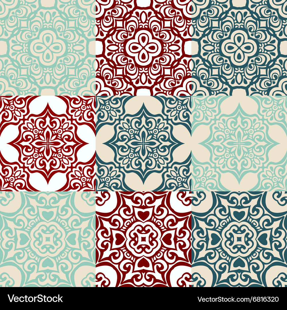 Set of seamless vintage ornamental pattern Vector Image