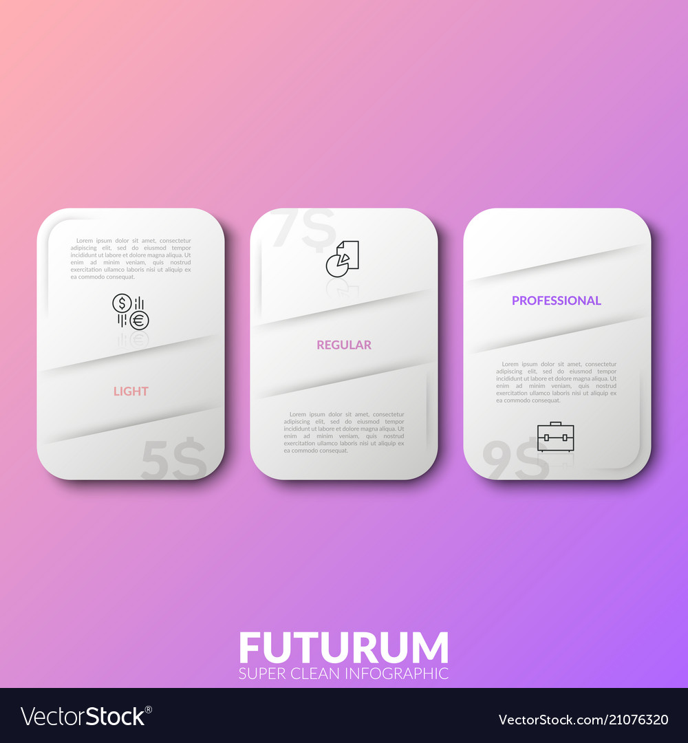 Three separate white rounded rectangles with Vector Image