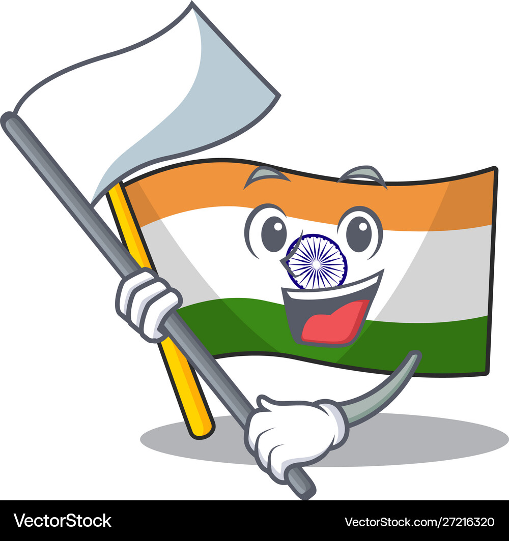 With flag indian kept in cartoon cupboard Vector Image