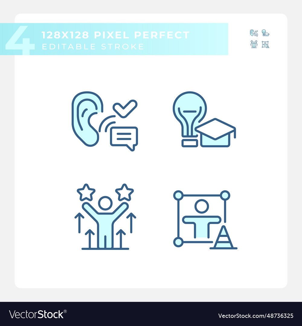 2d customizable blue soft skills icons set Vector Image 2d customizable blue soft skills icons set Vector Image