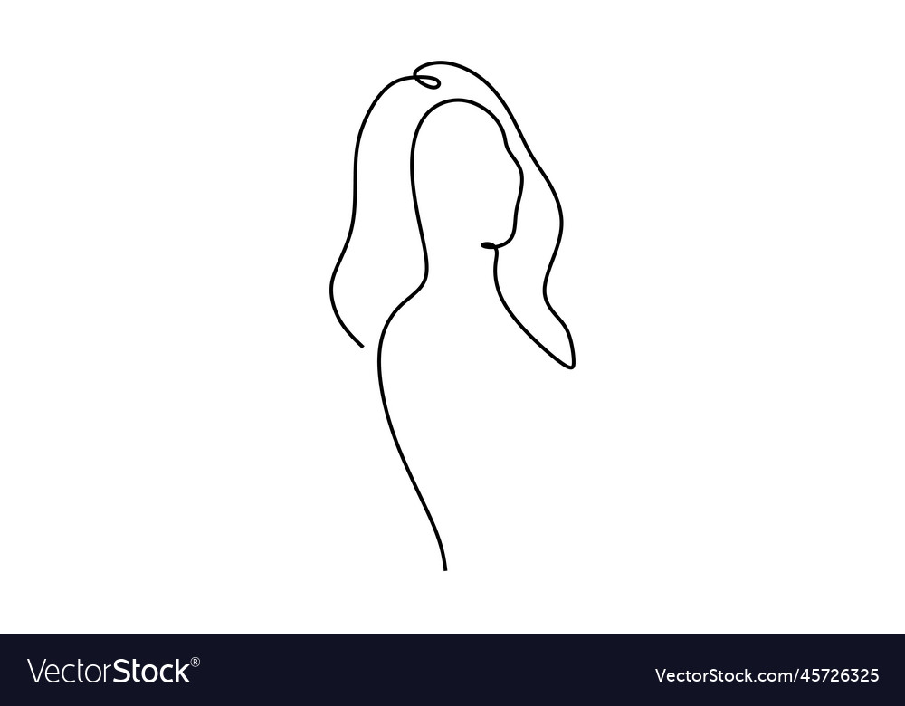Abstract Woman Face Continuous Line Drawing Vector Image