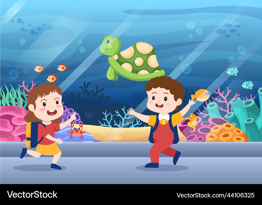 Aquarium template hand drawn cartoon flat Vector Image