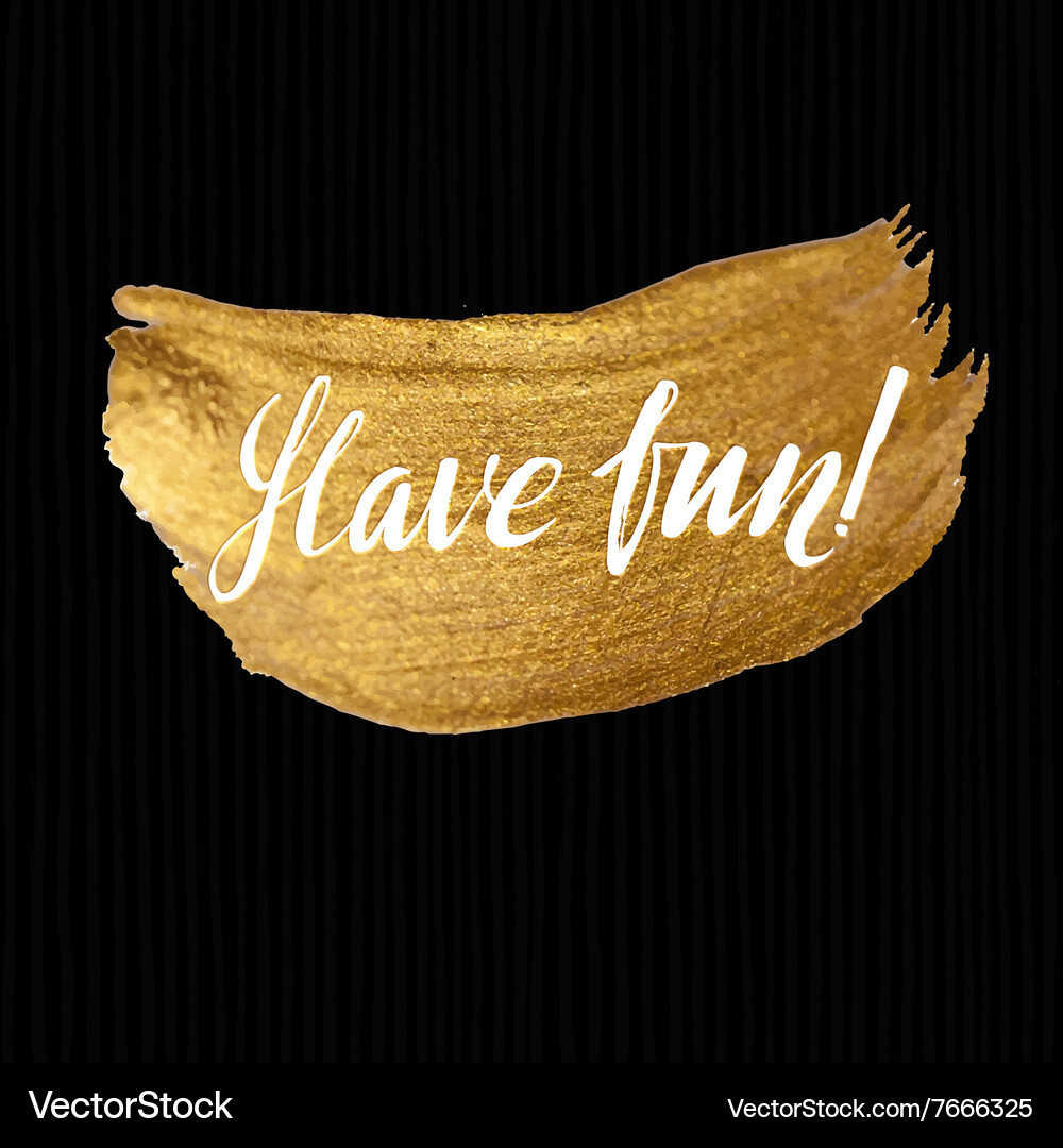Brush lettering calligraphy on gold background Vector Image