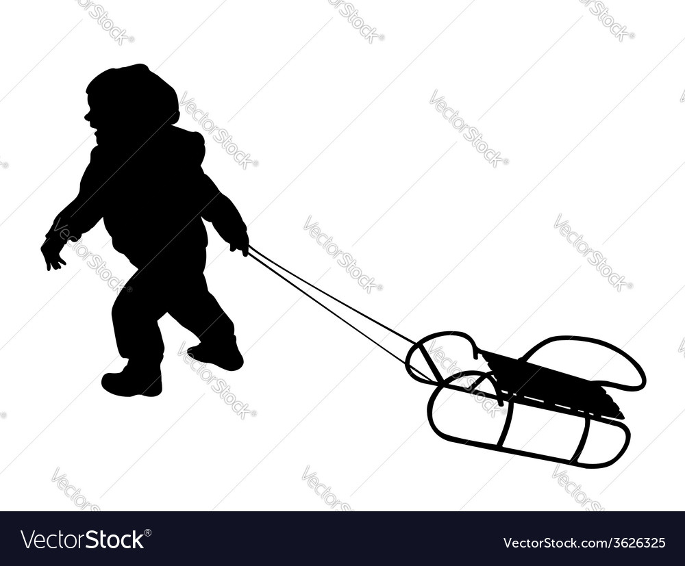 Child pulling sledge Royalty Free Vector Image