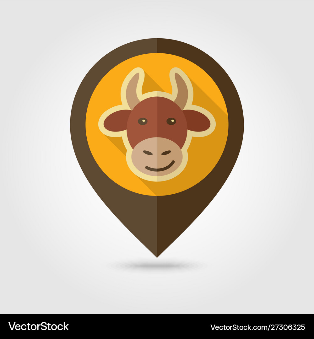 Cow flat pin map icon animal head Royalty Free Vector Image