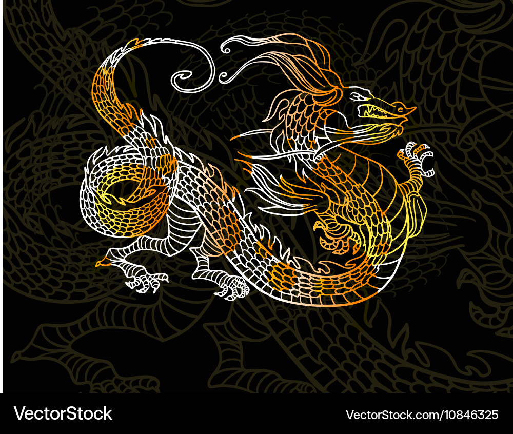 Dragon on dark background Royalty Free Vector Image
