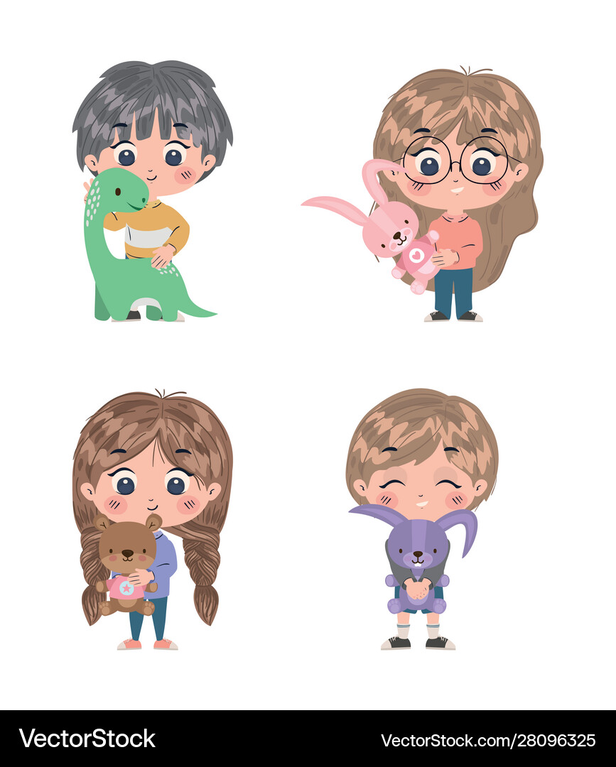Isolated set kids cartoons design Royalty Free Vector Image