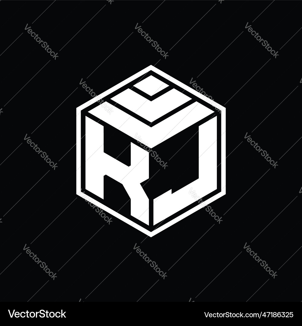 Kj logo monogram with hexagon geometric isolated Vector Image