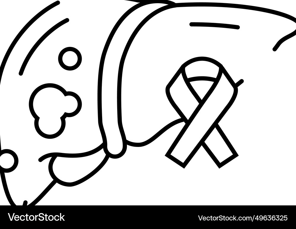 Liver cancer line icon Royalty Free Vector Image