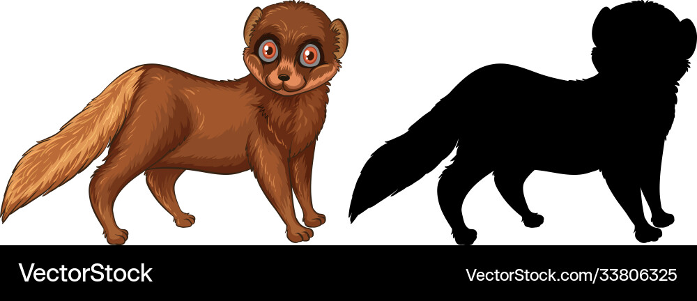 Mink characters and its silhouette on white Vector Image