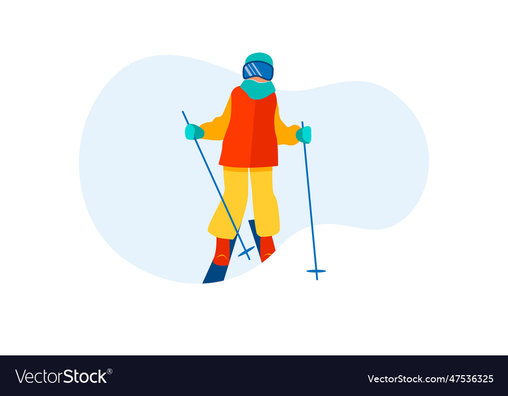 Person practicing mountain skiing Royalty Free Vector Image