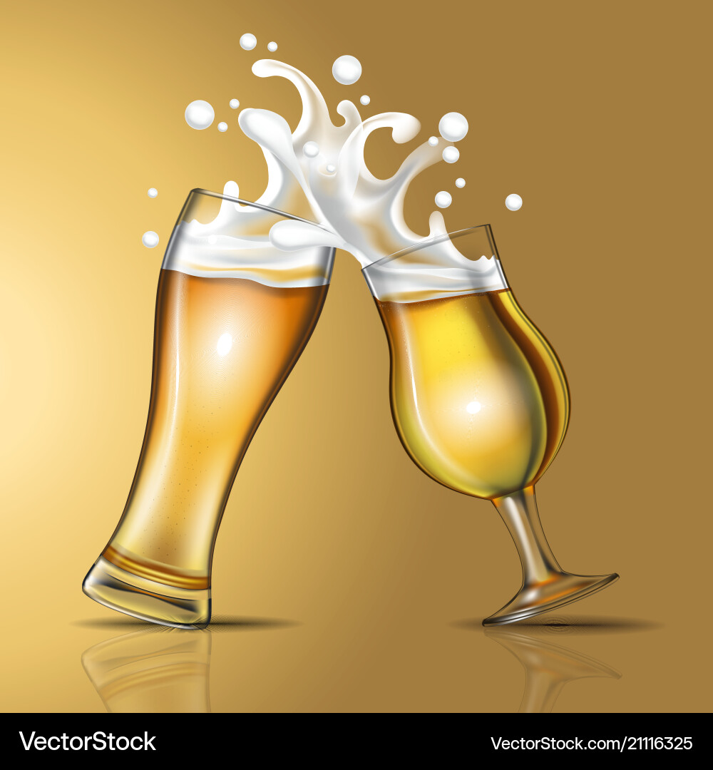 Splashing beer in a glass Royalty Free Vector Image