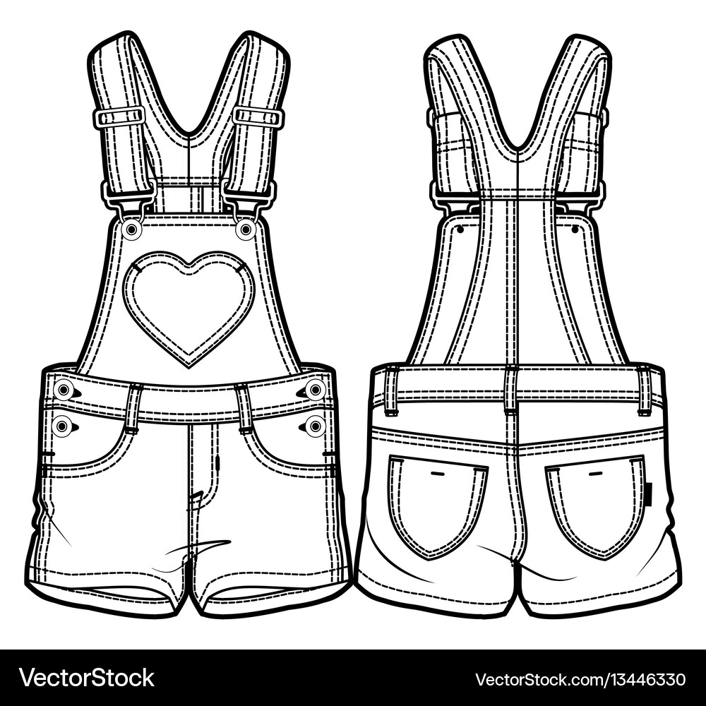Front and back sides of an overall Royalty Free Vector Image