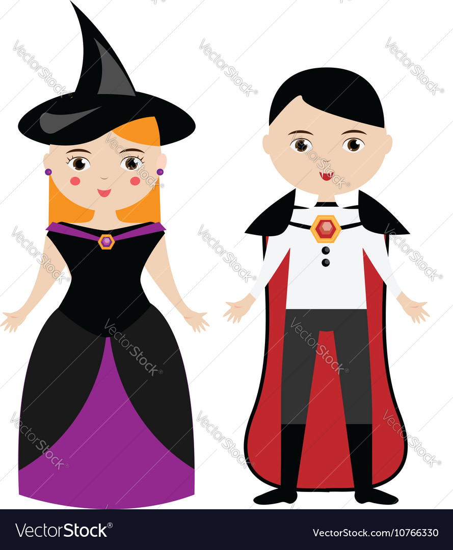 Halloween witch and vampire characters Royalty Free Vector