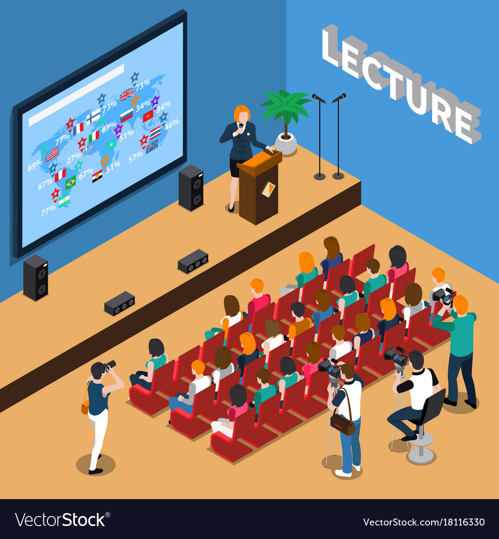 Lecture isometric composition Royalty Free Vector Image