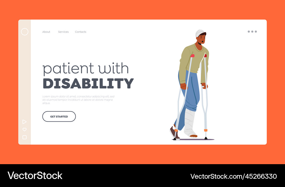 Patient with disability landing page template man Vector Image