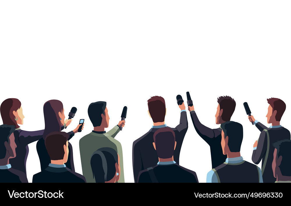 Press conference reporter people crowd waiting Vector Image