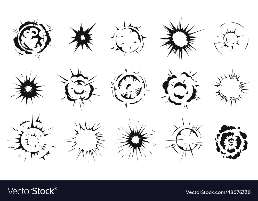 Radial explosion silhouette exploding bursts Vector Image