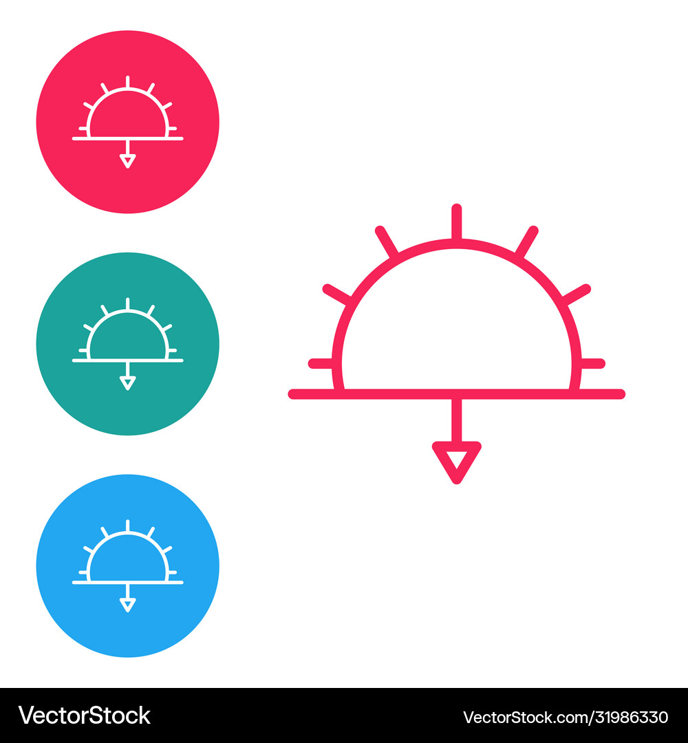Red line sunset icon isolated on white background Vector Image