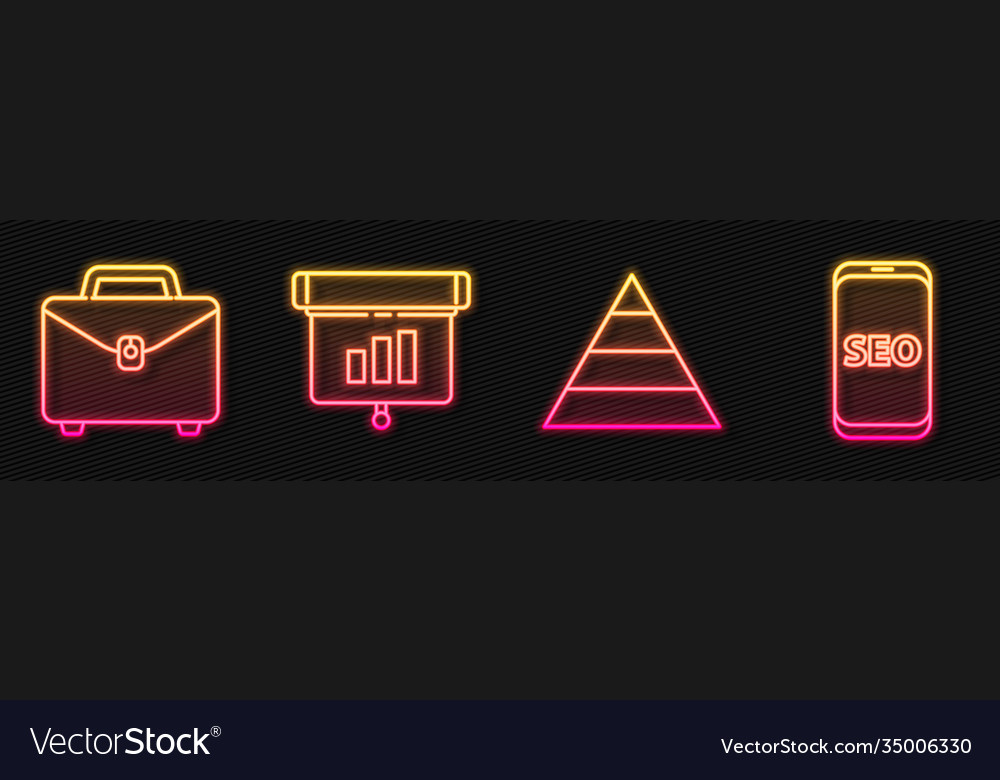 Set line pyramid chart infographics briefcase Vector Image Set line pyramid chart infographics briefcase Vector Image