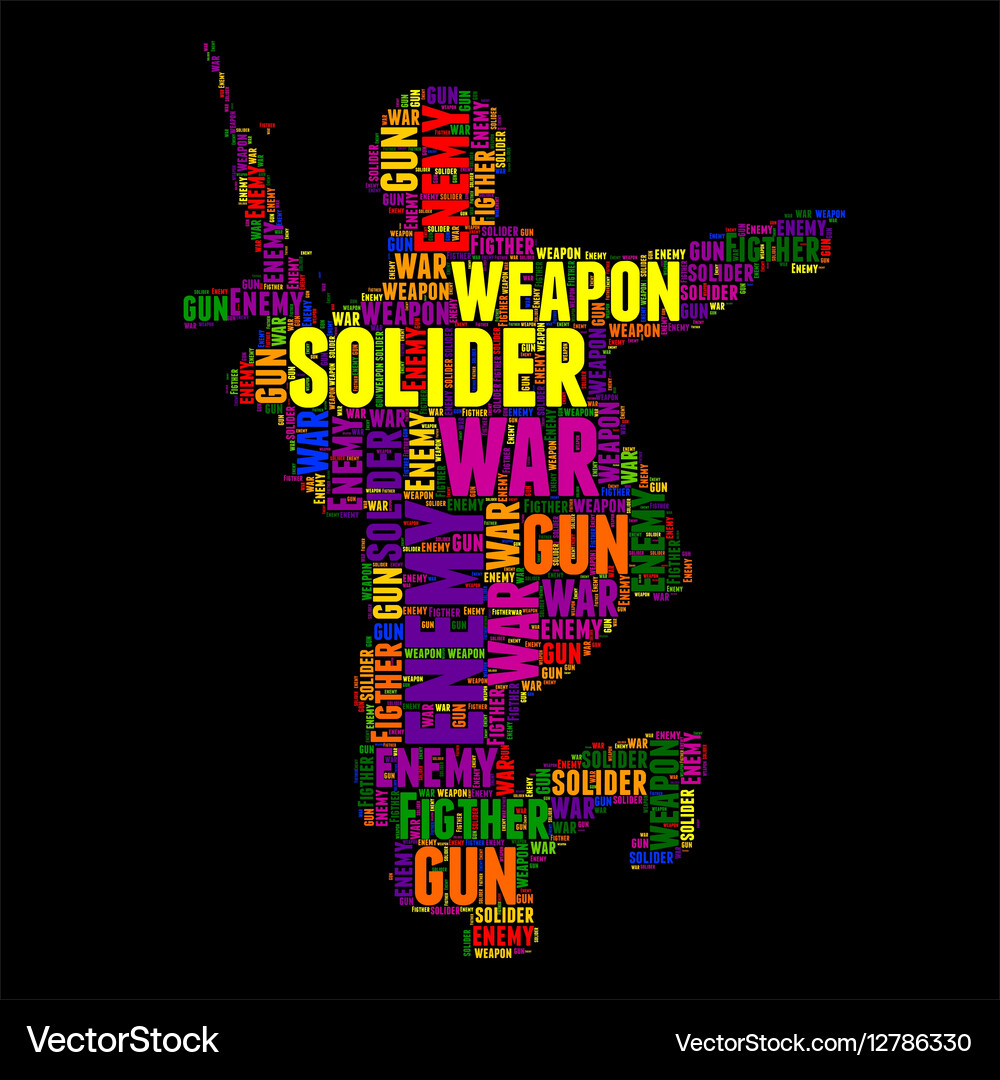 Soldiers typography word cloud colorful Royalty Free Vector