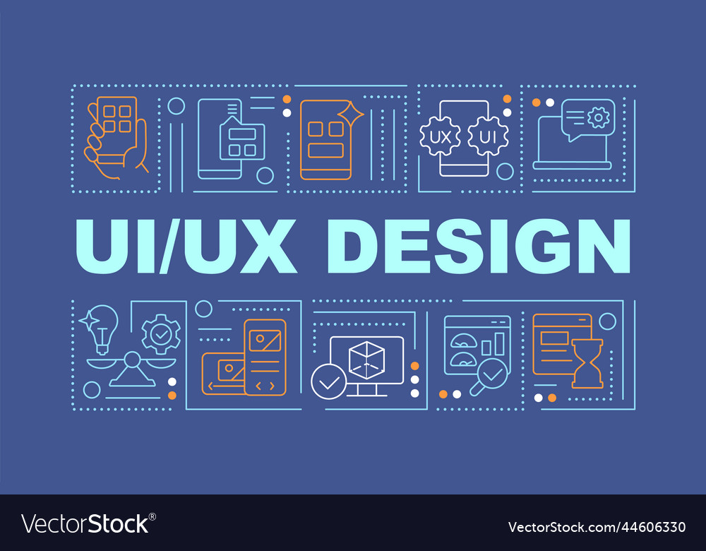 Ux ui design word concepts dark blue banner Vector Image
