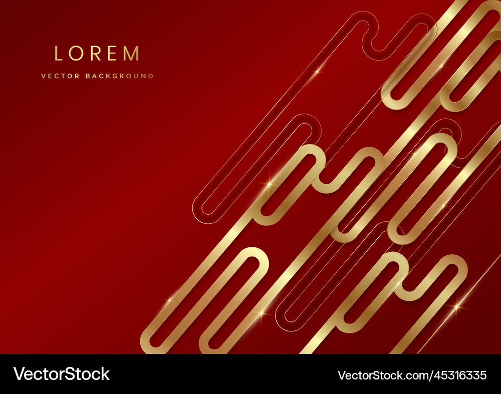 Abstract red elegant background with golden Vector Image