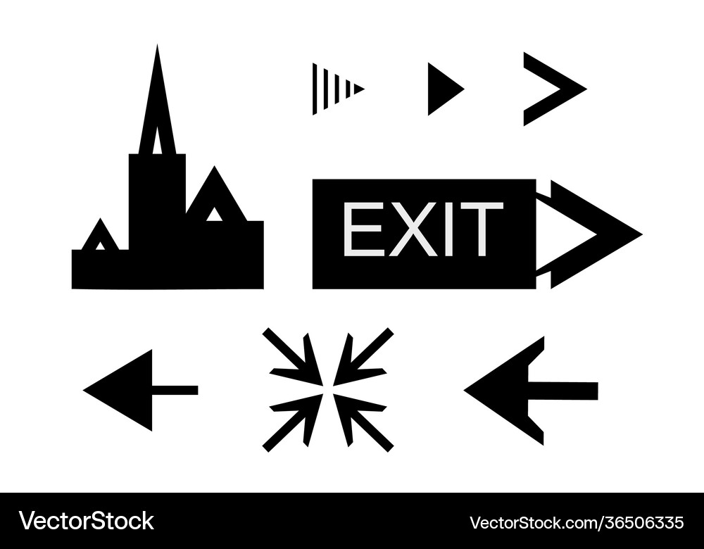 Arrow icon and location marker building Royalty Free Vector