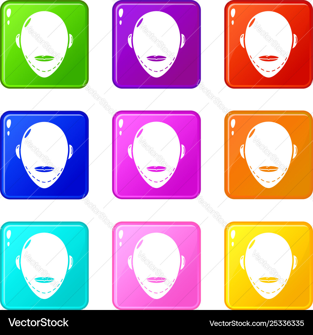 Facelift icons set 9 color collection Royalty Free Vector