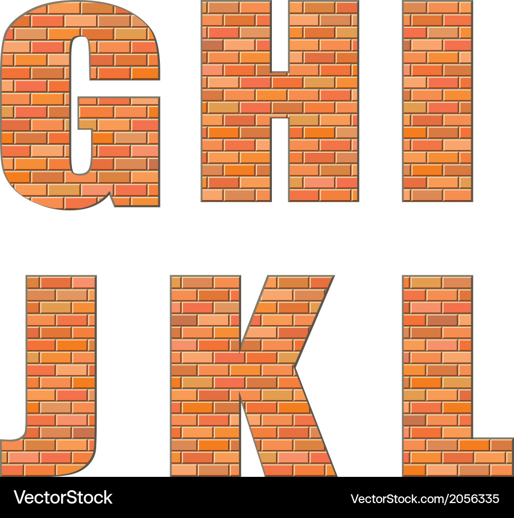 Font build out of red bricks Royalty Free Vector Image