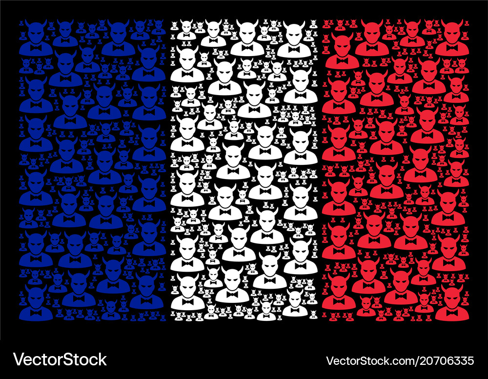 French flag collage of devil icons Royalty Free Vector Image