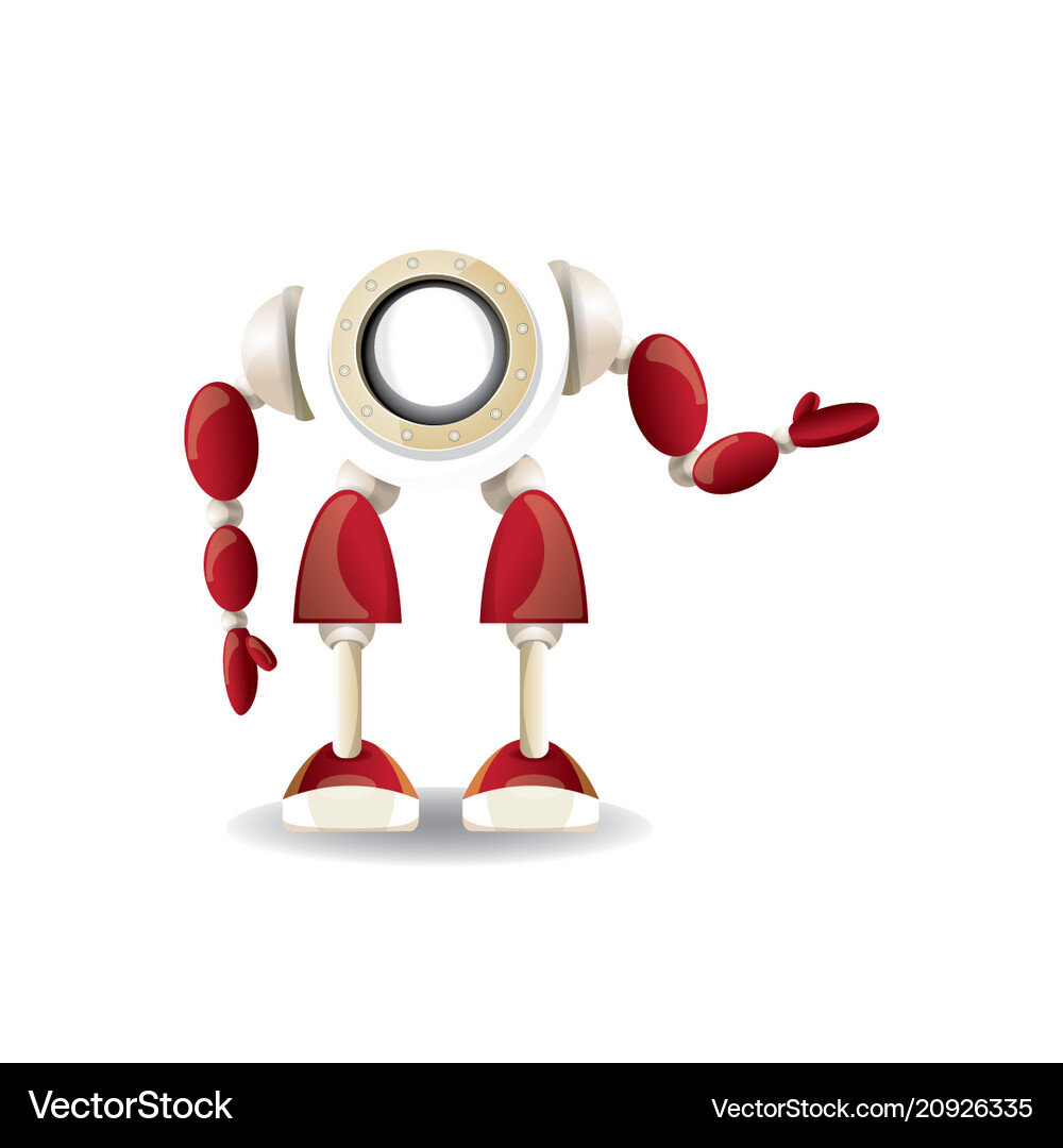 Funny cartoon red friendly robot character Vector Image