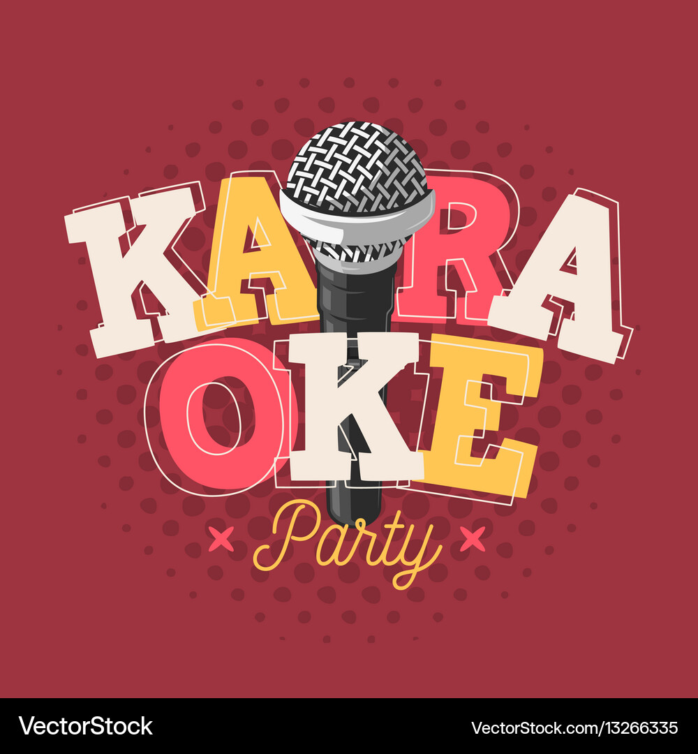 Karaoke label sign design with microphone Vector Image
