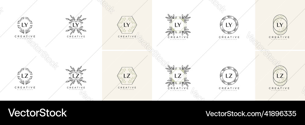 Ly initial letter flower logo template premium art
