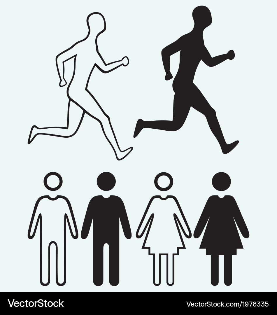 Man and woman icon running Royalty Free Vector Image