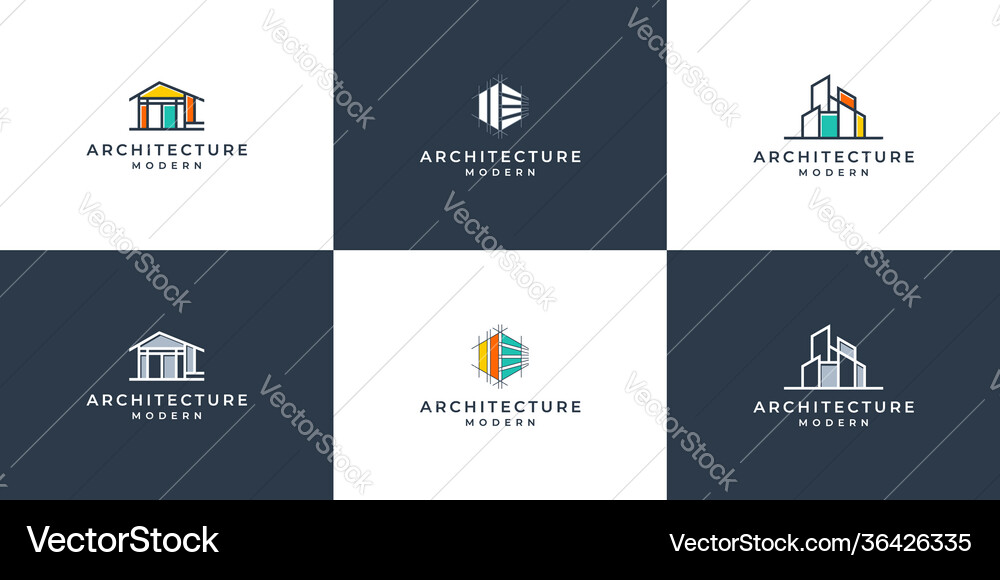 Set logo architecture with liner concept logo Vector Image