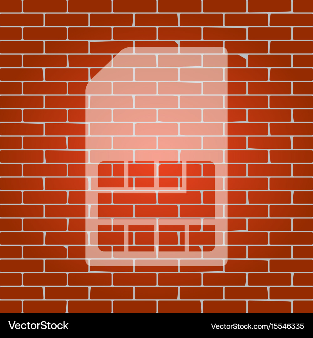 Sim card sign whitish icon on brick wall Vector Image