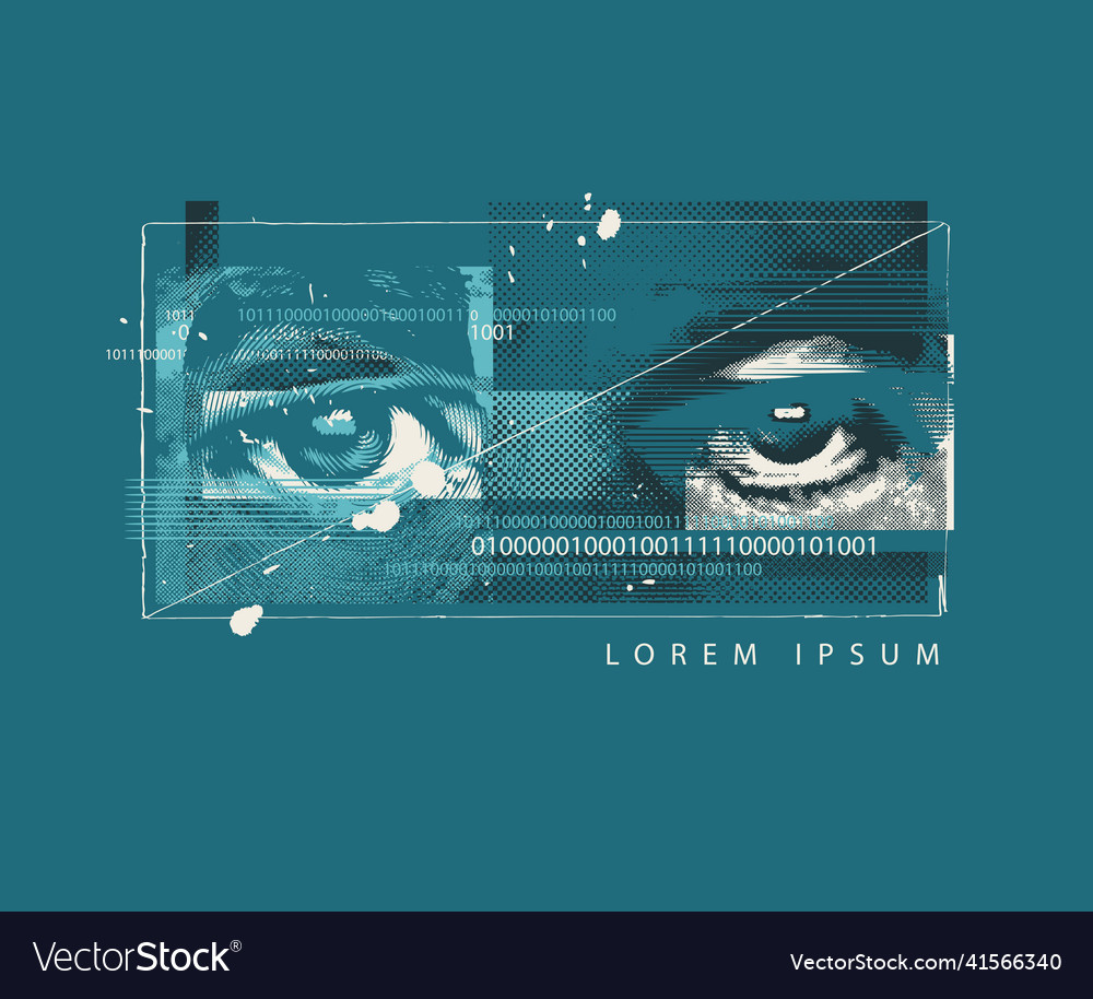 Abstract banner with stylized human eyes Vector Image