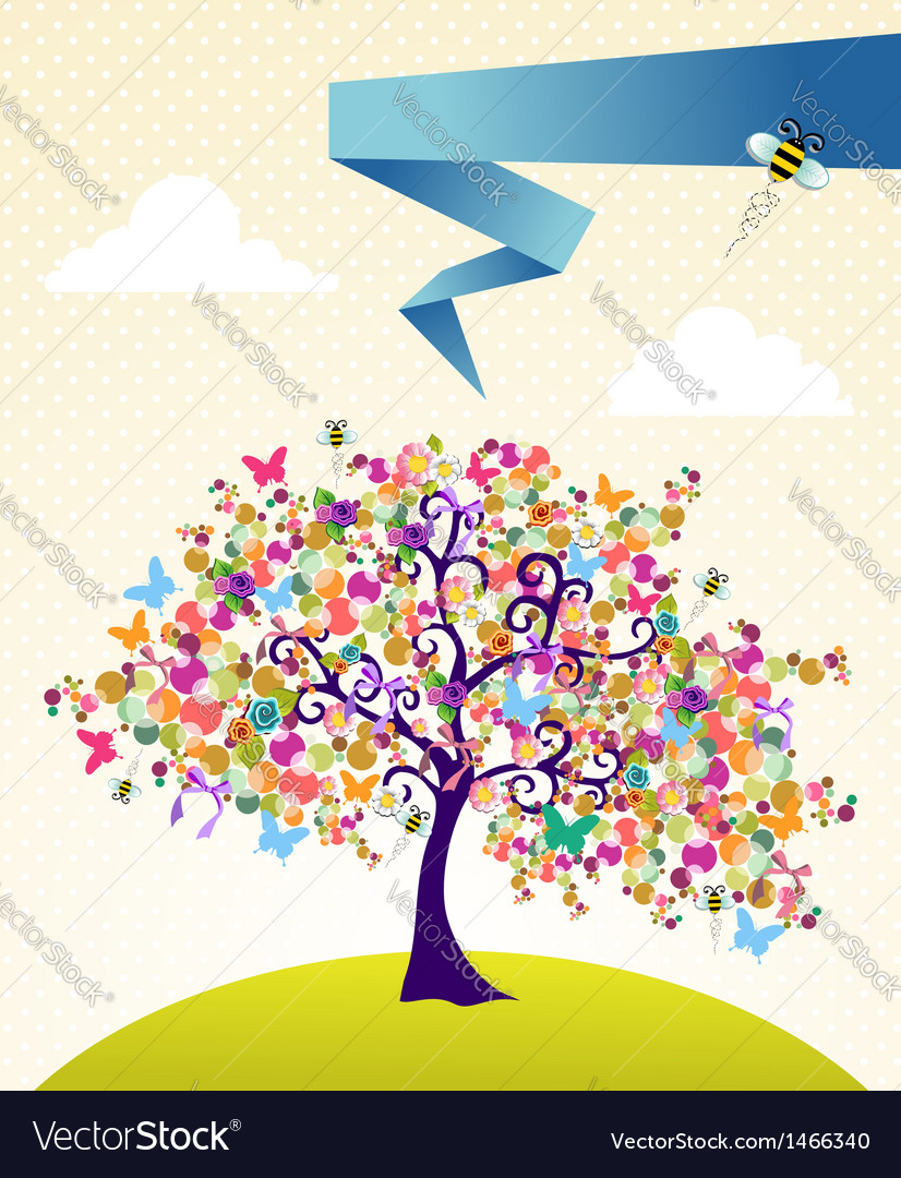 Abstract spring tree landscape Royalty Free Vector Image