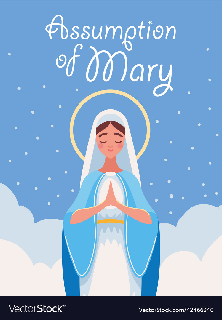 Assumption of mary text Royalty Free Vector Image