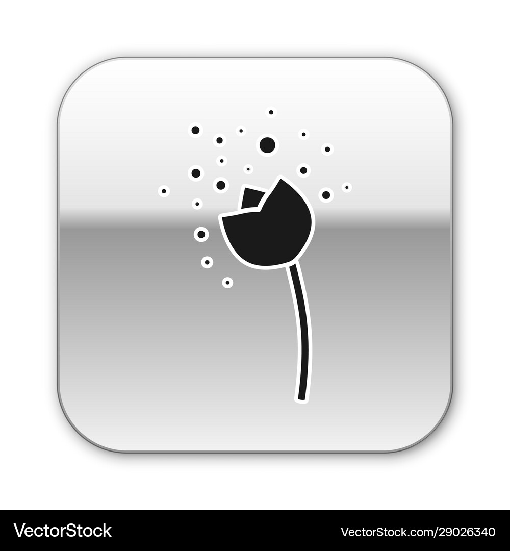 Black flower producing pollen in atmosphere icon Vector Image