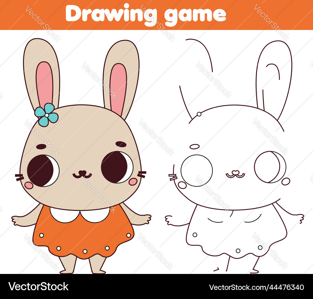 Complete picture of cute rabbit educational Vector Image