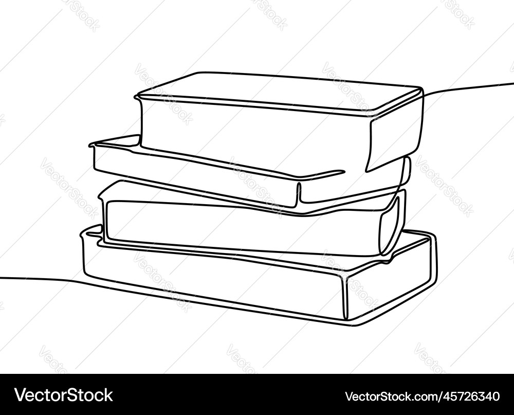 Continuous line drawing of book education theme Vector Image