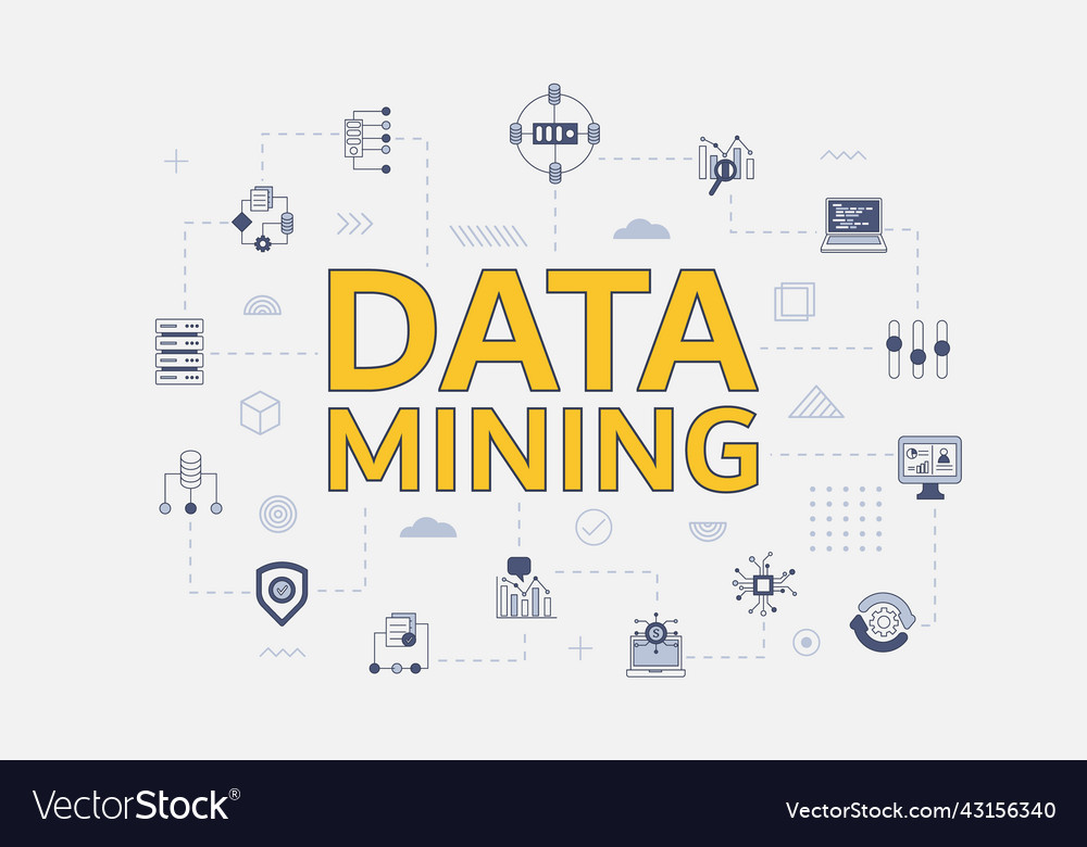 Data Mining Concept With Icon Set Big Word Vector Image